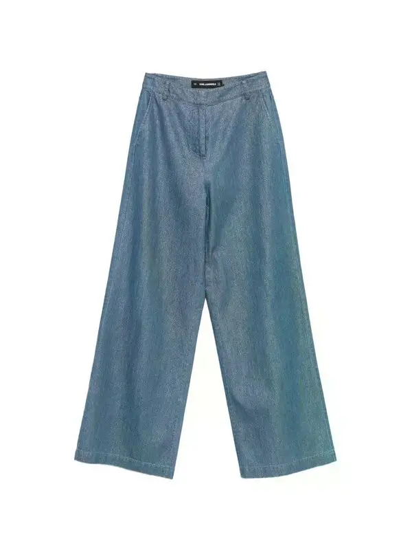 Karl Lagerfeld Shiny Finish Wide-leg Jeans - Blue