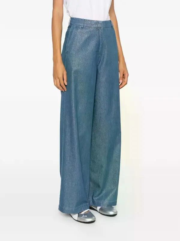 Karl Lagerfeld Shiny Finish Wide-leg Jeans