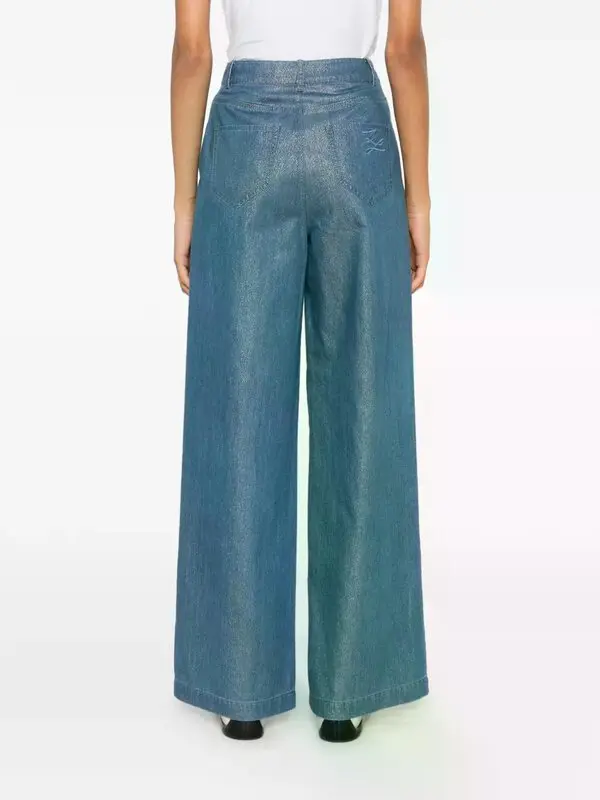 Karl Lagerfeld Shiny Finish Wide-leg Jeans