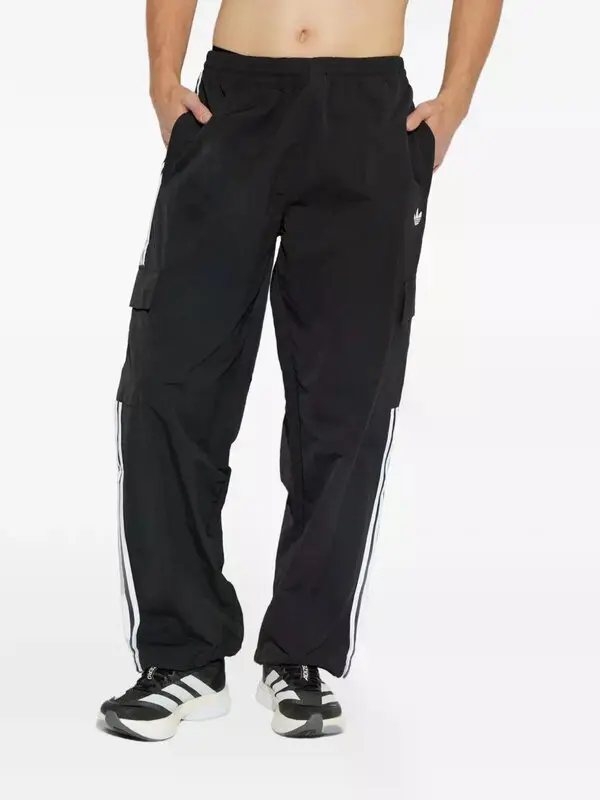 Adidas Logo-embroidered Side-stripe Cargo Pants - Black