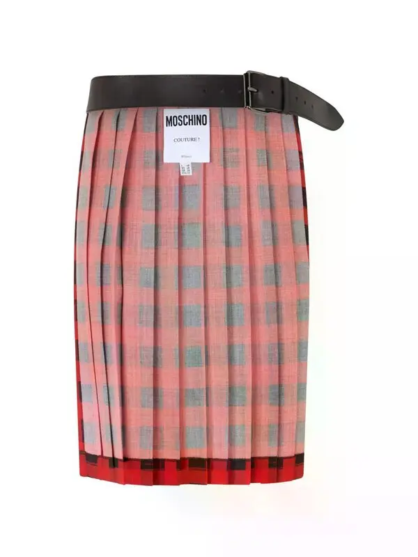 Moschino Belted Pleated Midi Skirt