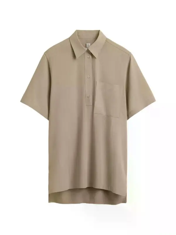TOTEME Short Sleeve Polo Top - Neutrals