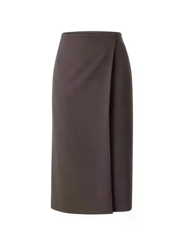 Calvin Klein Wrap Side-slit Midi Skirt - Brown