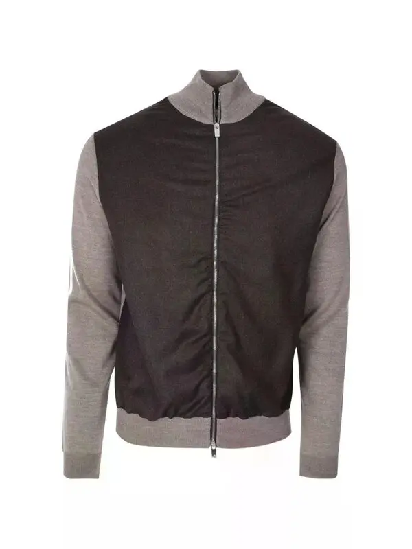 TOMBOLINI Panelled Turtleneck Cardigan - Grey
