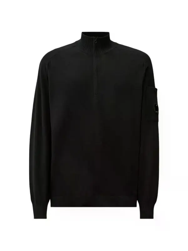 C.P. COMPANY Lens Detail Quarter-zip Sweater - Black