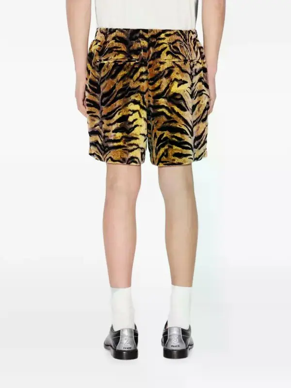 Kenzo Tiger-print Velvet Bermuda Shorts