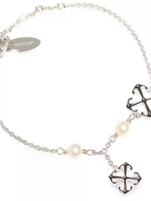 Off-White Faux Pearl Arrows Motif Bracelet