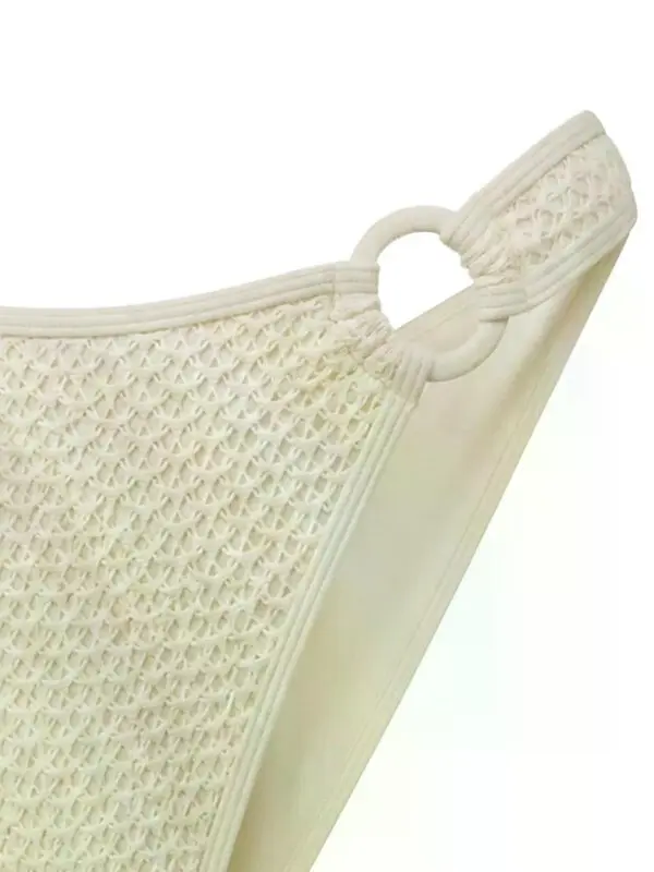 Karl Lagerfeld Crochet-knit Ring-detail Bikini Bottoms - Neutrals