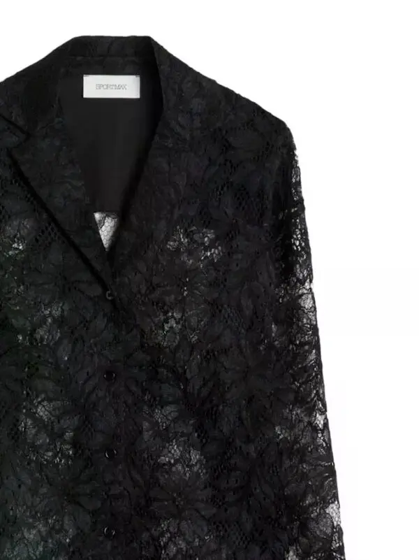 Sportmax Notched Lapel Floral Lace Shirt