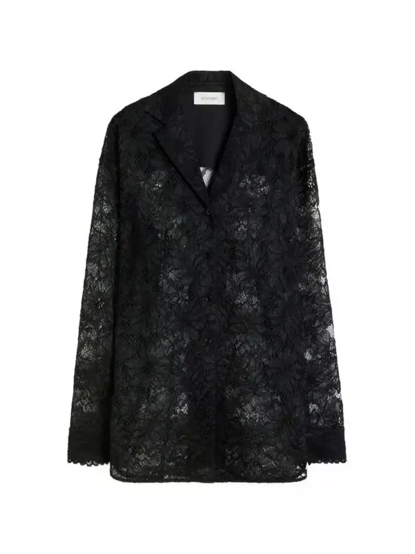Sportmax Notched Lapel Floral Lace Shirt
