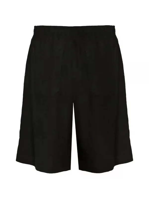 AMARANTO Linen Elasticated Waistband Shorts - Black