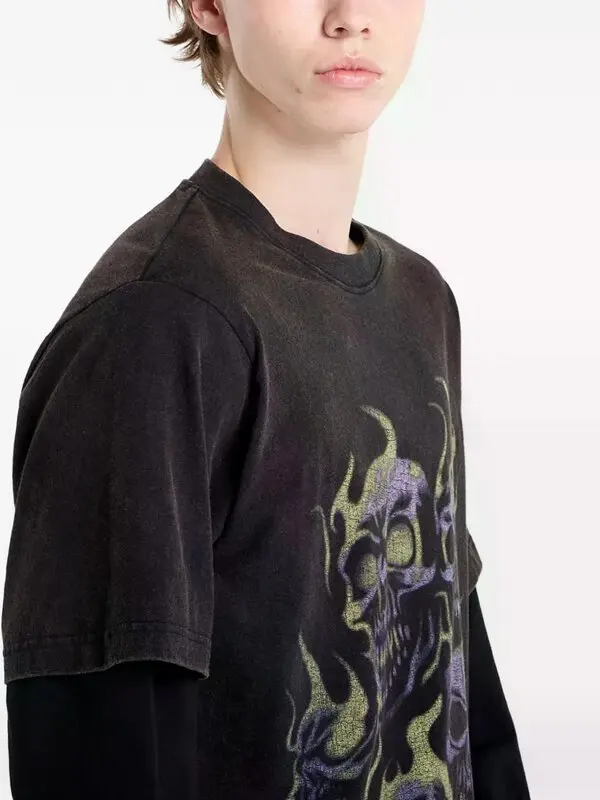 WASTED Skull-print Layered T-shirt
