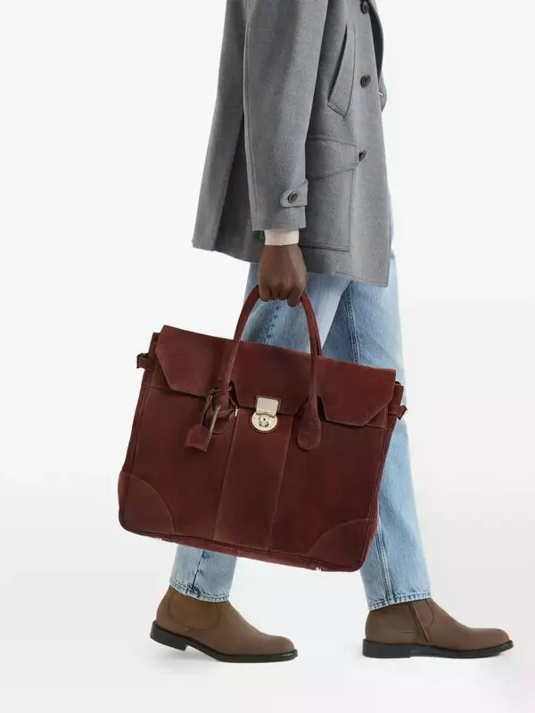 Brunello Cucinelli Suede Boston Bag - Red