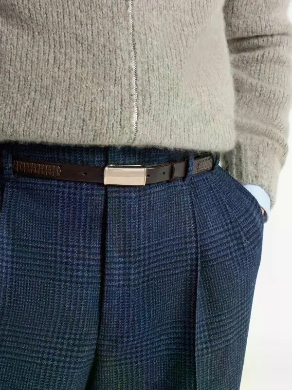 Brunello Cucinelli Textured Calfskin Belt With Box-frame Buckle