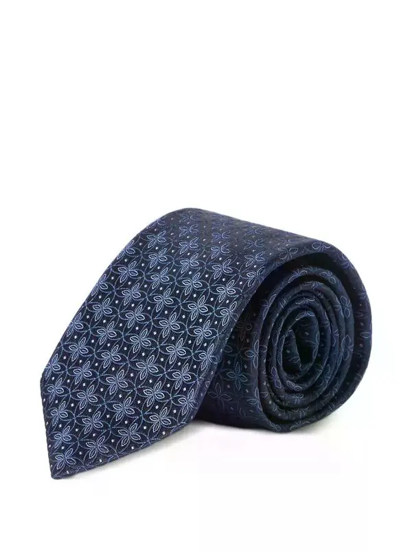 Brunello Cucinelli Silk Tie With Geometric Floral Pattern