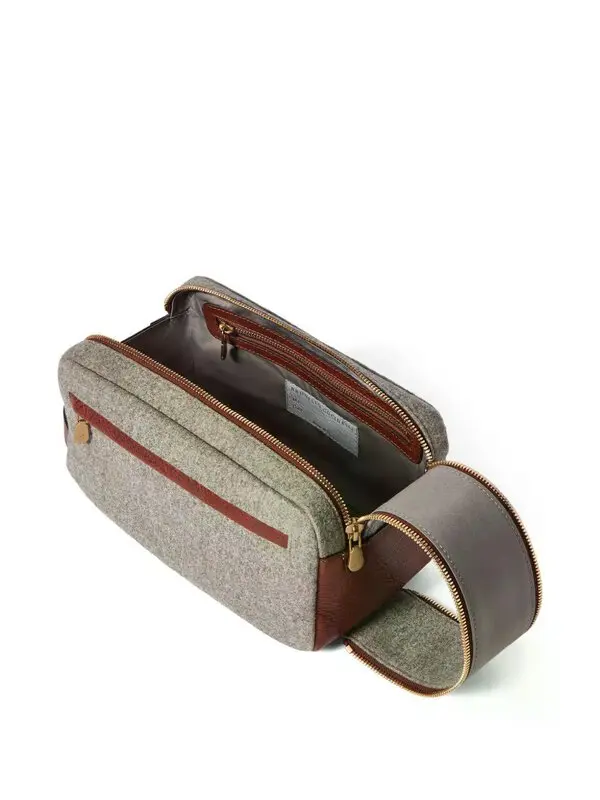 Brunello Cucinelli Virgin Wool, Alpaca, And Cashmere Flannel Beauty Case - Grey