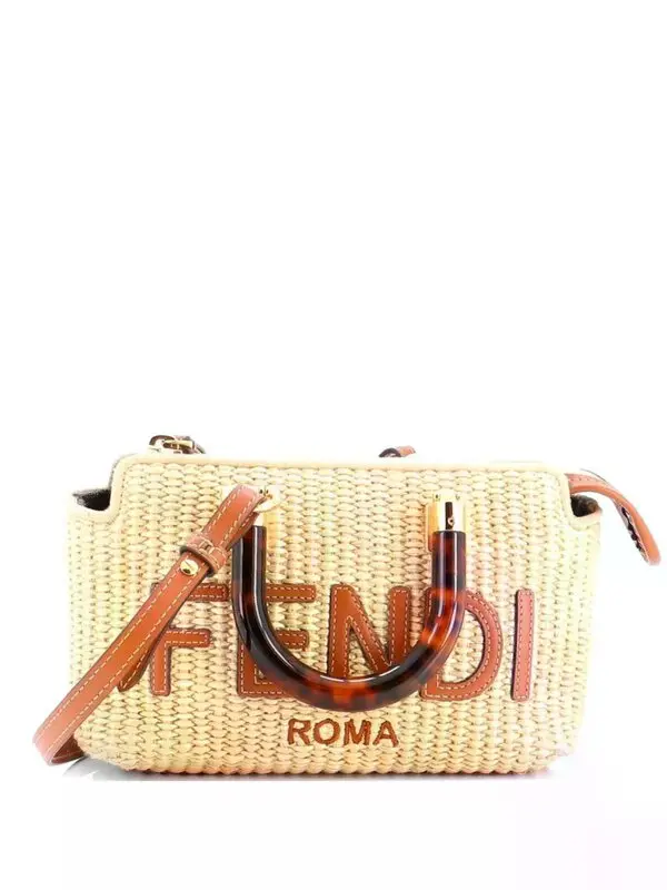Fendi Raffia Mini Satchel Top Handle Bag - Neutrals