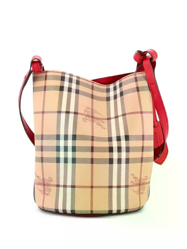 Burberry Lorne Haymarket Coated Canvas Small Bucket Bag - Red
