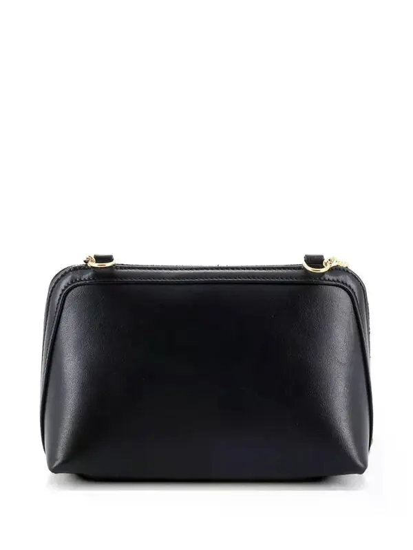 Celine Cuir Triomphe Zip Around Chain Clutch Leather Crossbody Bag - Black