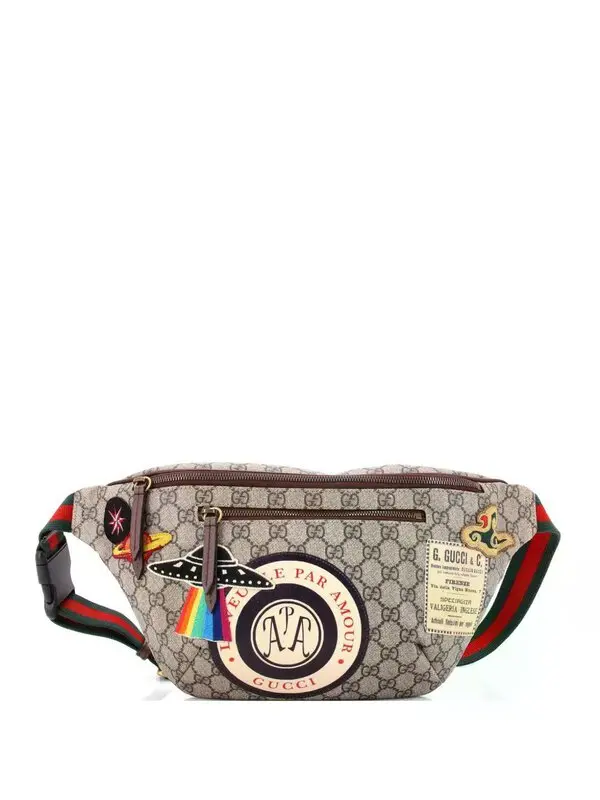 Gucci Courrier Zip Gg Coated Canvas Belt Bag With Applique - Brown