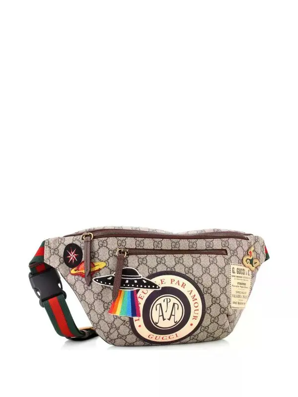 Gucci Courrier Zip Gg Coated Canvas Belt Bag With Applique - Brown