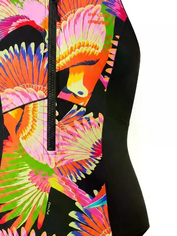 Rip Curl Mirage Toucan-print Front-zip Swimsuit