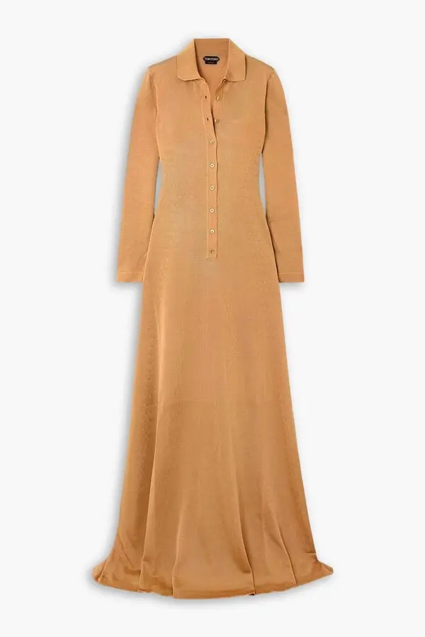 TOM FORD Knitted Maxi Dress - Camel