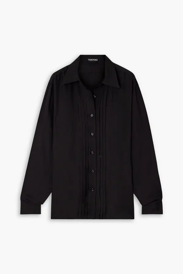 TOM FORD Pleated Twill Shirt - Black