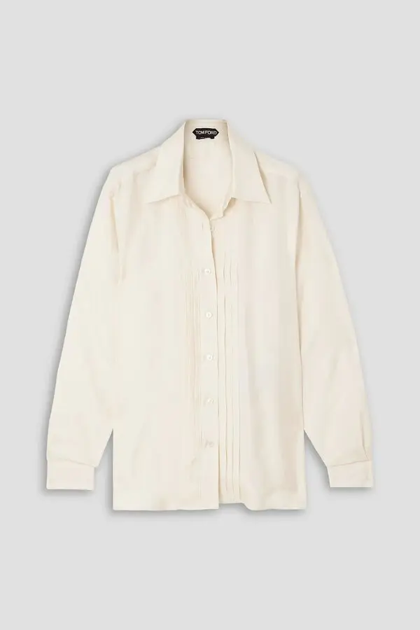 TOM FORD Pleated Twill Shirt - Ivory