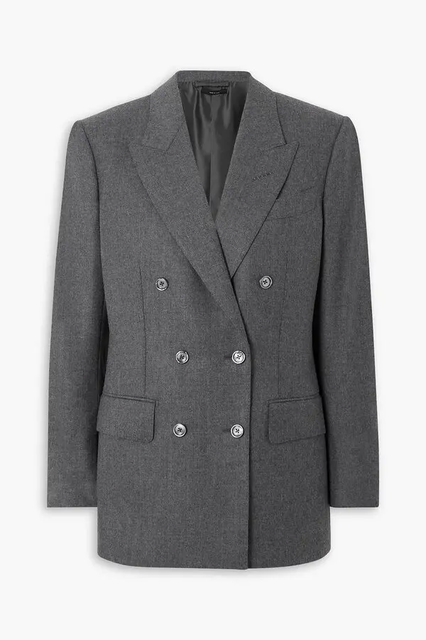 TOM FORD Camden Double-breasted Wool Twill Blazer - Gray