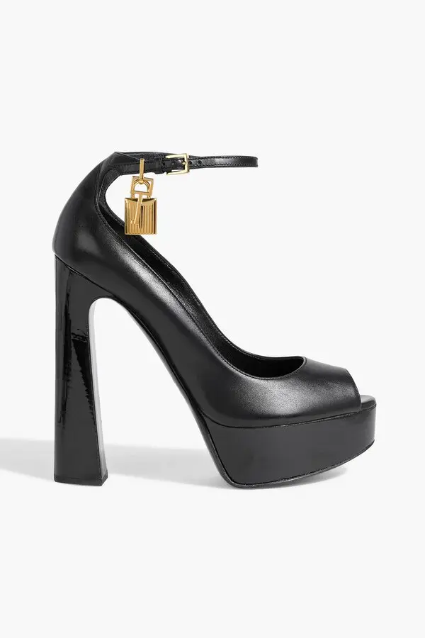 TOM FORD Padlock Embellished Leather Platform Pumps - Black