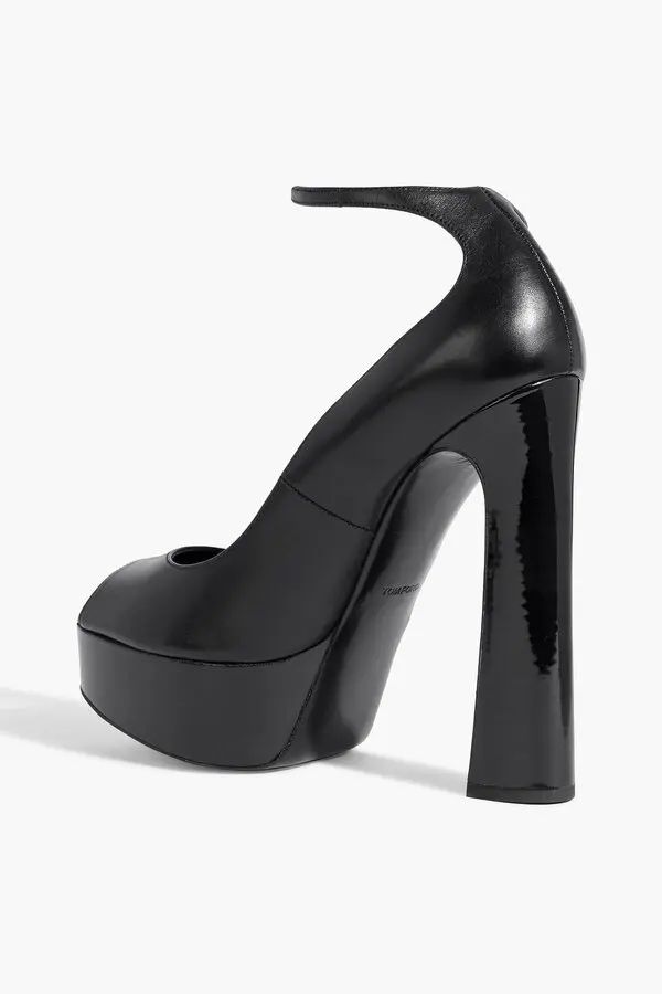 TOM FORD Padlock Embellished Leather Platform Pumps - Black