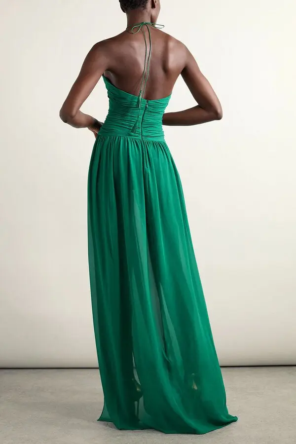 TOM FORD Tasseled Cutout Silk Georgette Halterneck Gown