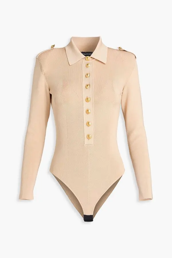 TOM FORD Ribbed Jersey Bodysuit - Beige