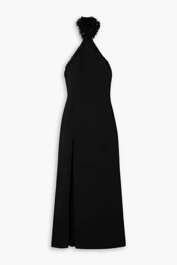 TOM FORD Embellished Silkblend Halterneck Gown - Black