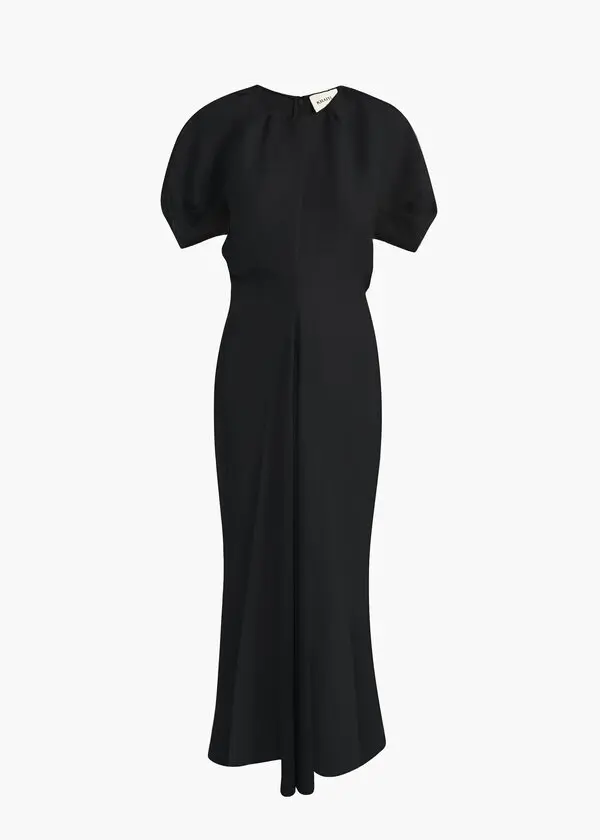 Khaite Ria Draped Midi Dress - Black