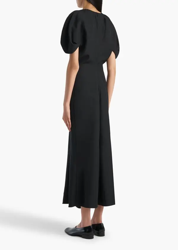 Khaite Ria Draped Midi Dress - Black