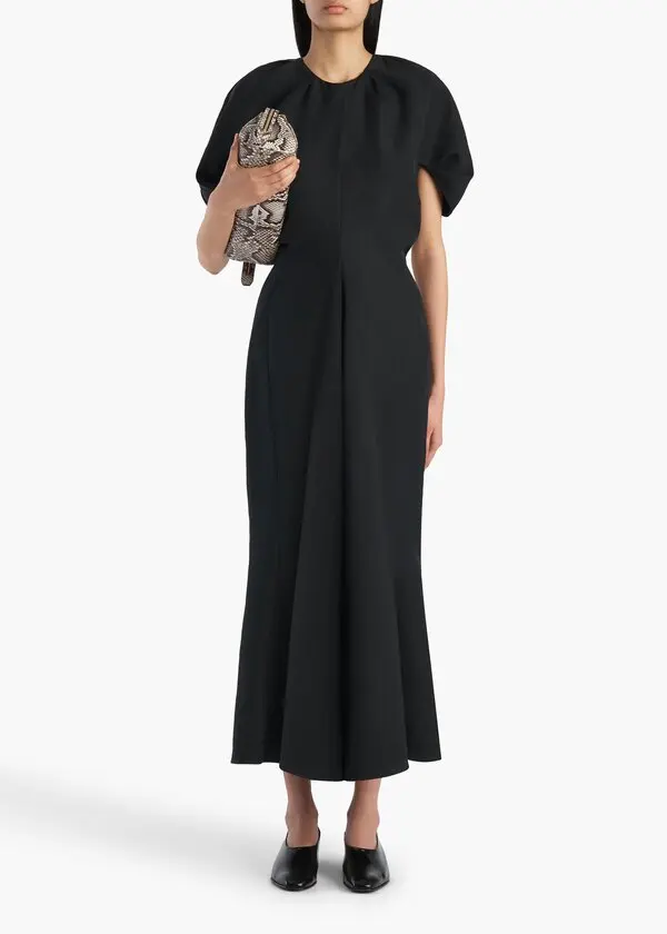 Khaite Ria Draped Midi Dress - Black