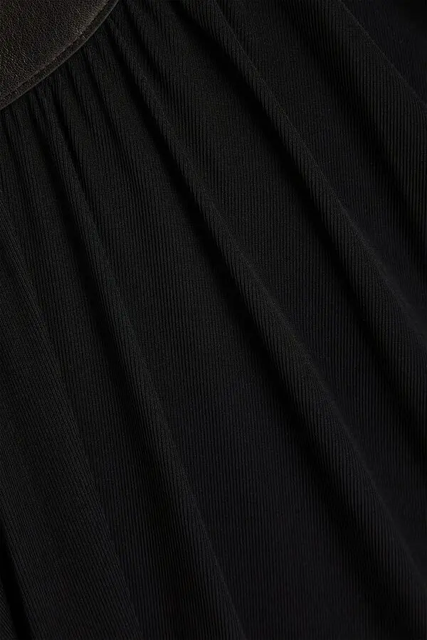 TOM FORD Cutout Stretch-jersey Dress With Leather Trim And Belted Waist - Black