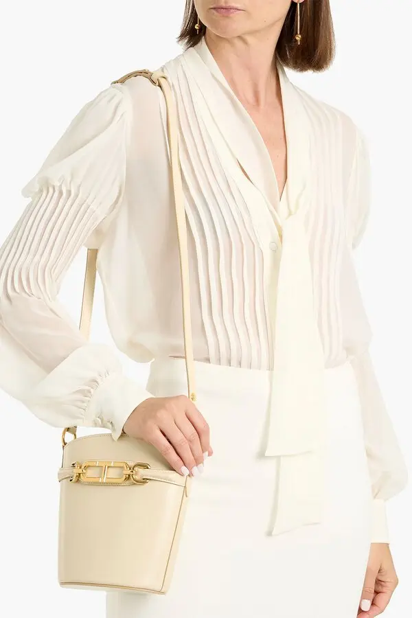 TOM FORD Whitney Leather Bucket Bag - Cream
