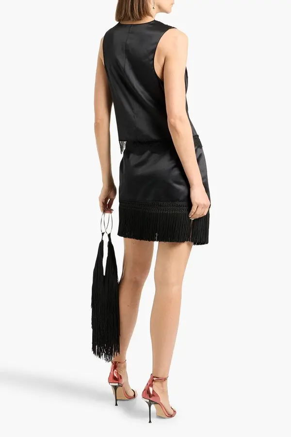 TOM FORD Lacepaneled Silkblend Satin Top