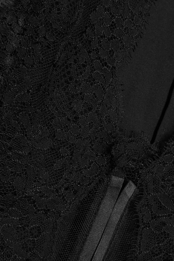 TOM FORD Lacepaneled Silkblend Satin Top