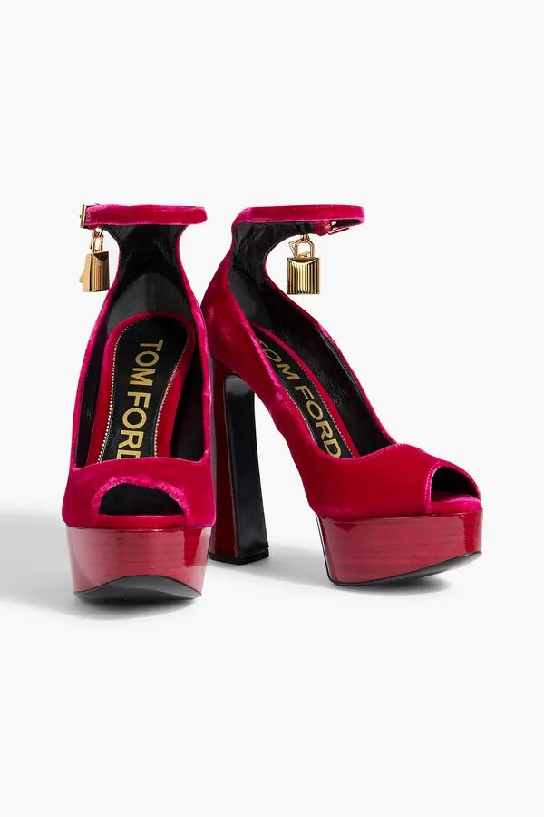 TOM FORD Velvet Padlock Platform Sandals