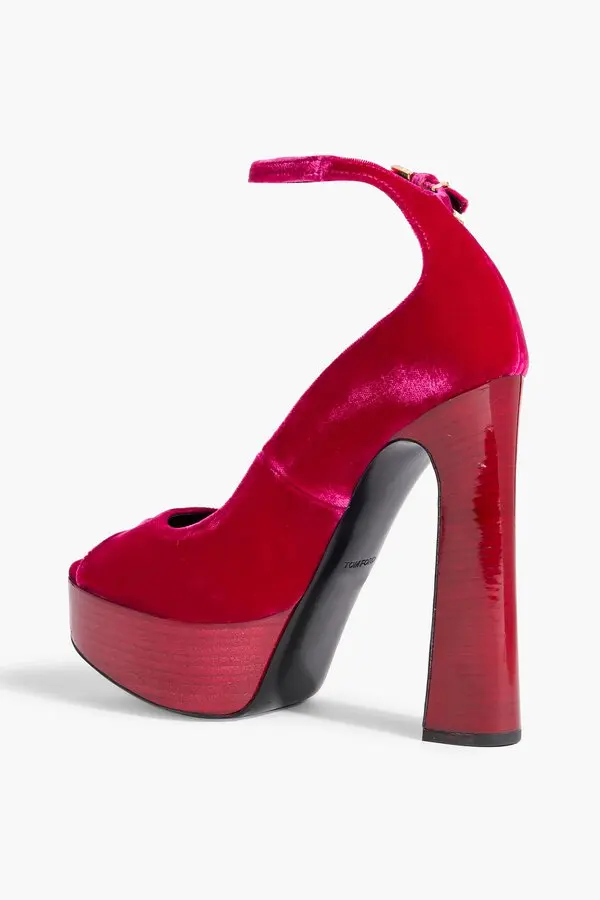 TOM FORD Velvet Padlock Platform Sandals