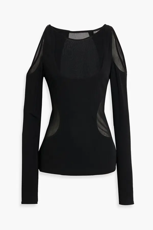 TOM FORD Coldshoulder Stretchjersey Top - Black