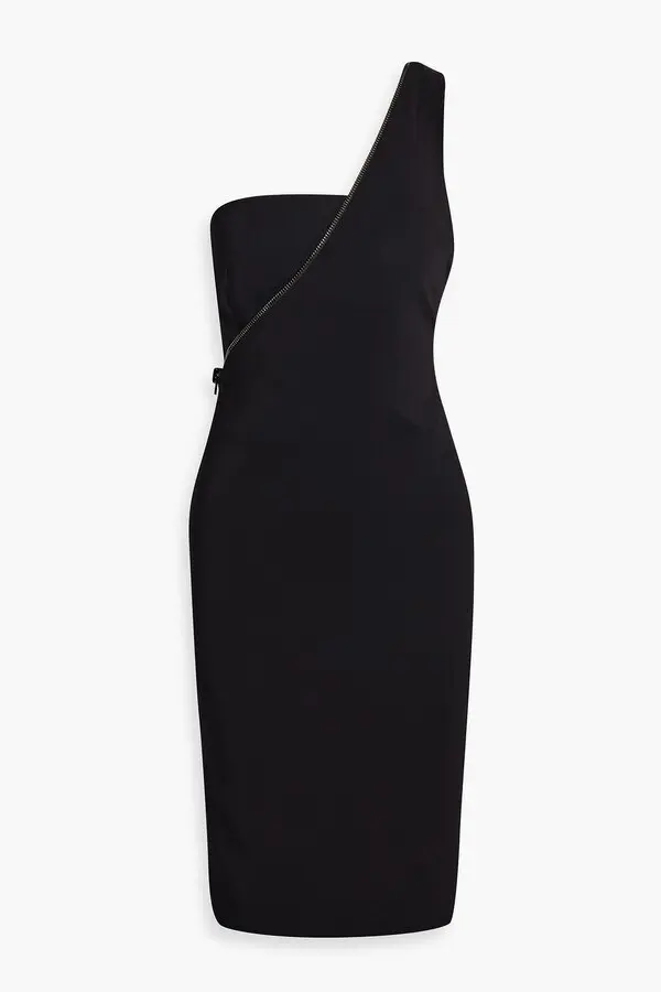 TOM FORD Oneshoulder Zipdetailed Crepe Dress - Black