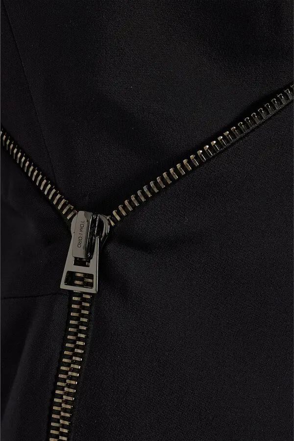 TOM FORD One-shoulder Zip-detailed Crepe Dress - Black