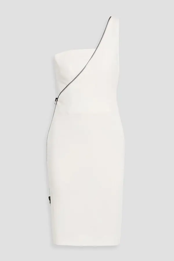 TOM FORD Oneshoulder Zipdetailed Crepe Dress - Ivory