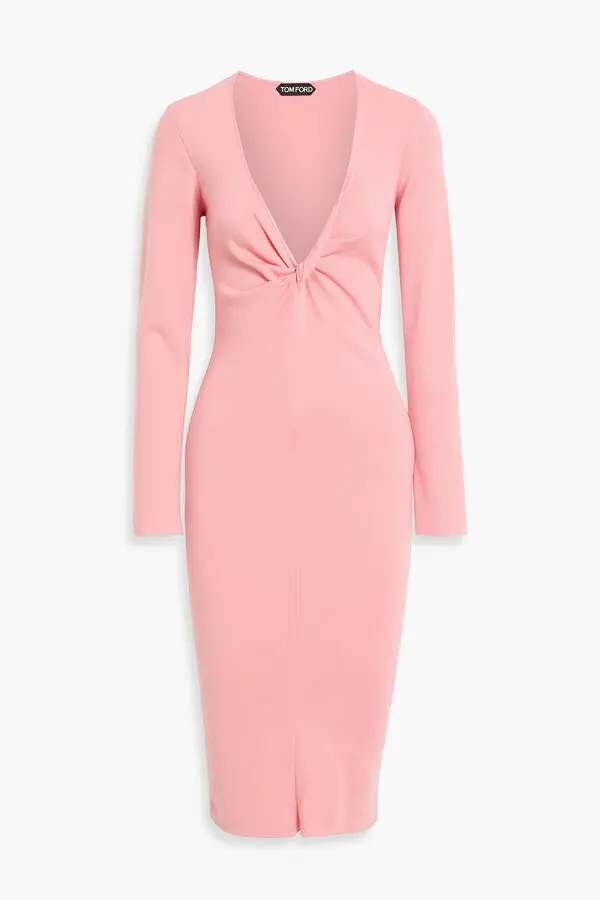 TOM FORD Twisted Cashmere And Silkblend Midi Dress - Bubblegum