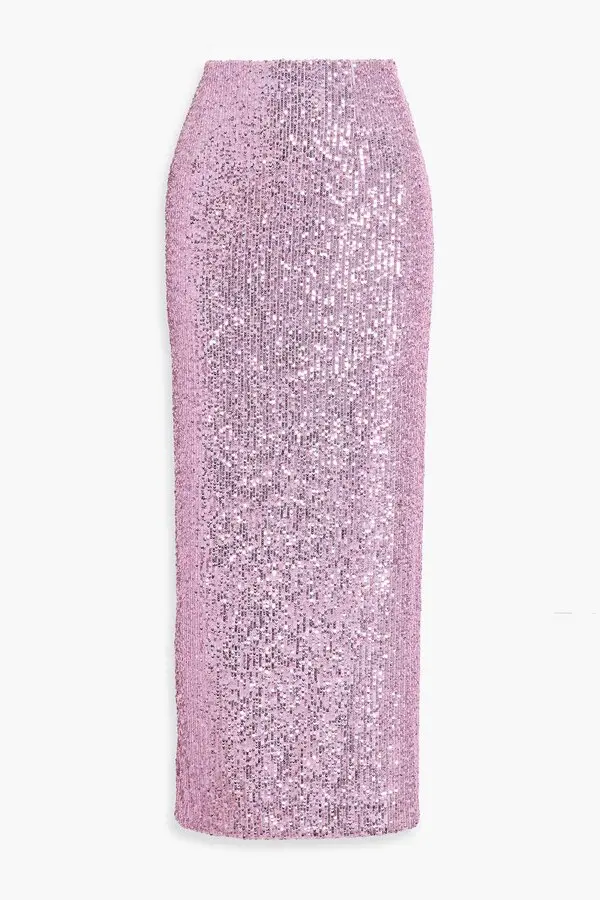 TOM FORD Sequined Mesh Maxi Skirt - Lilac